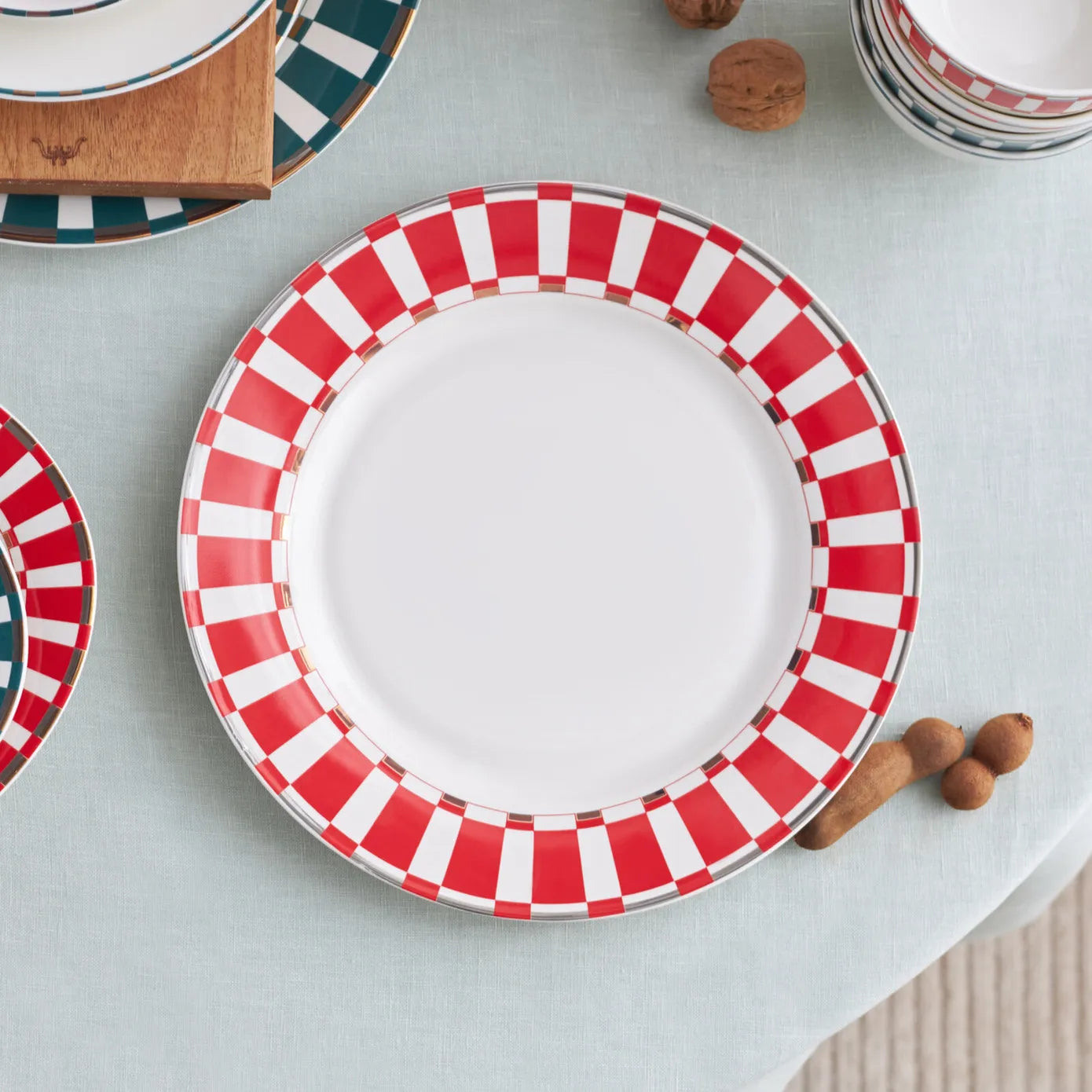 Karaca Aries Porcelain Dinner Plate, 27cm, Red Multi