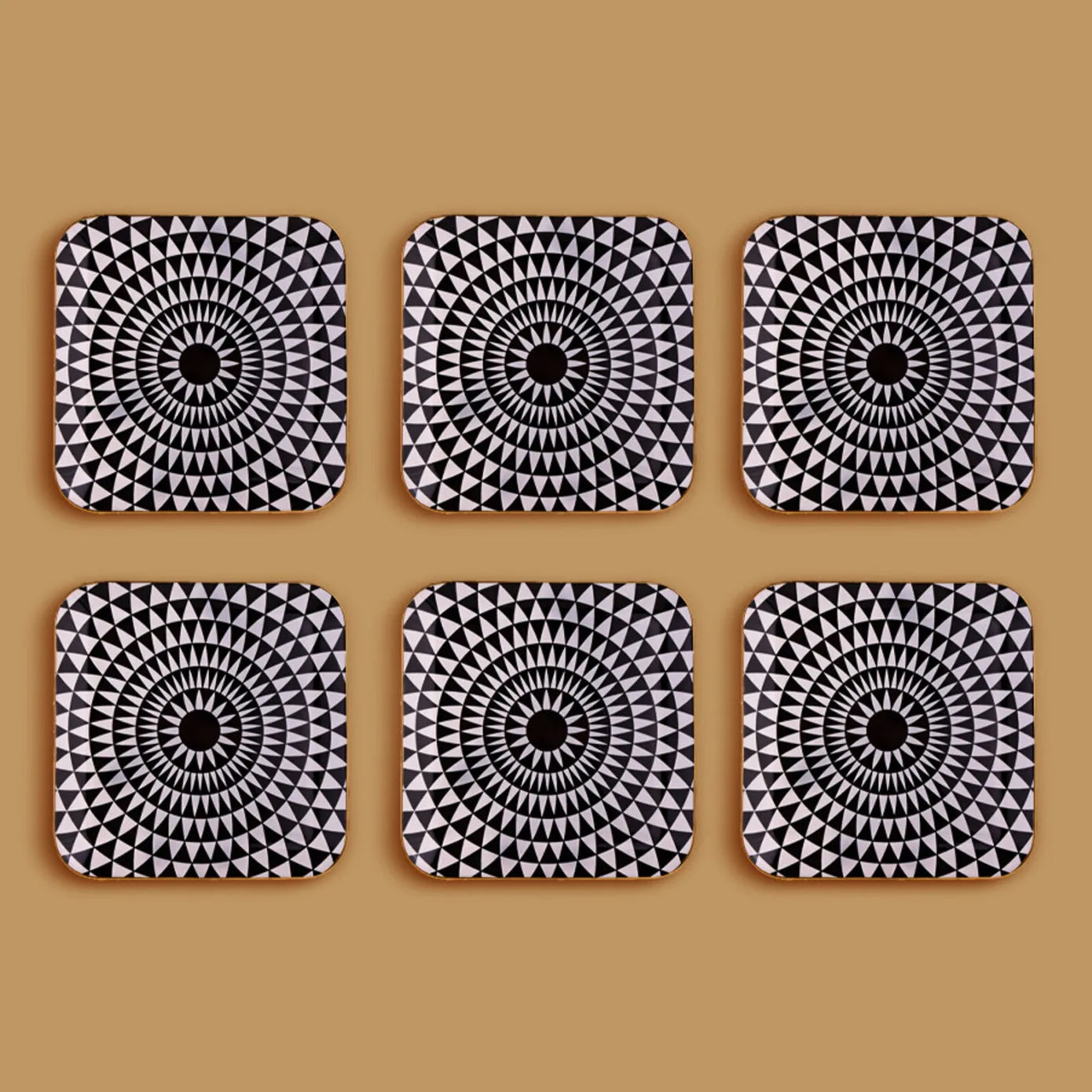 Karaca 6 Piece Glass Handmade Serveware Set, 19cm, Gold White Black