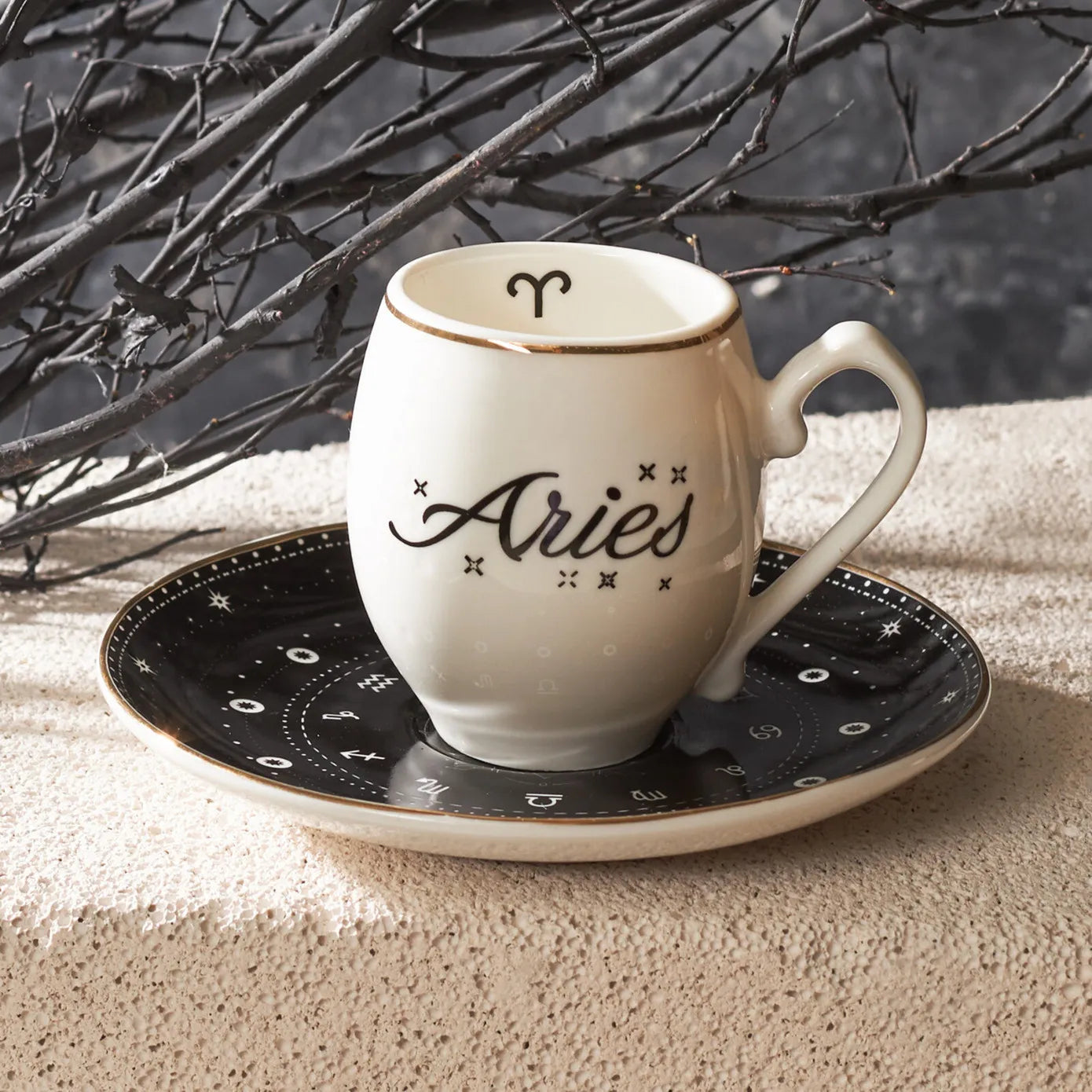 Karaca Signs of the Zodiac Aries Porcelain Espresso Turkish Coffee Cup