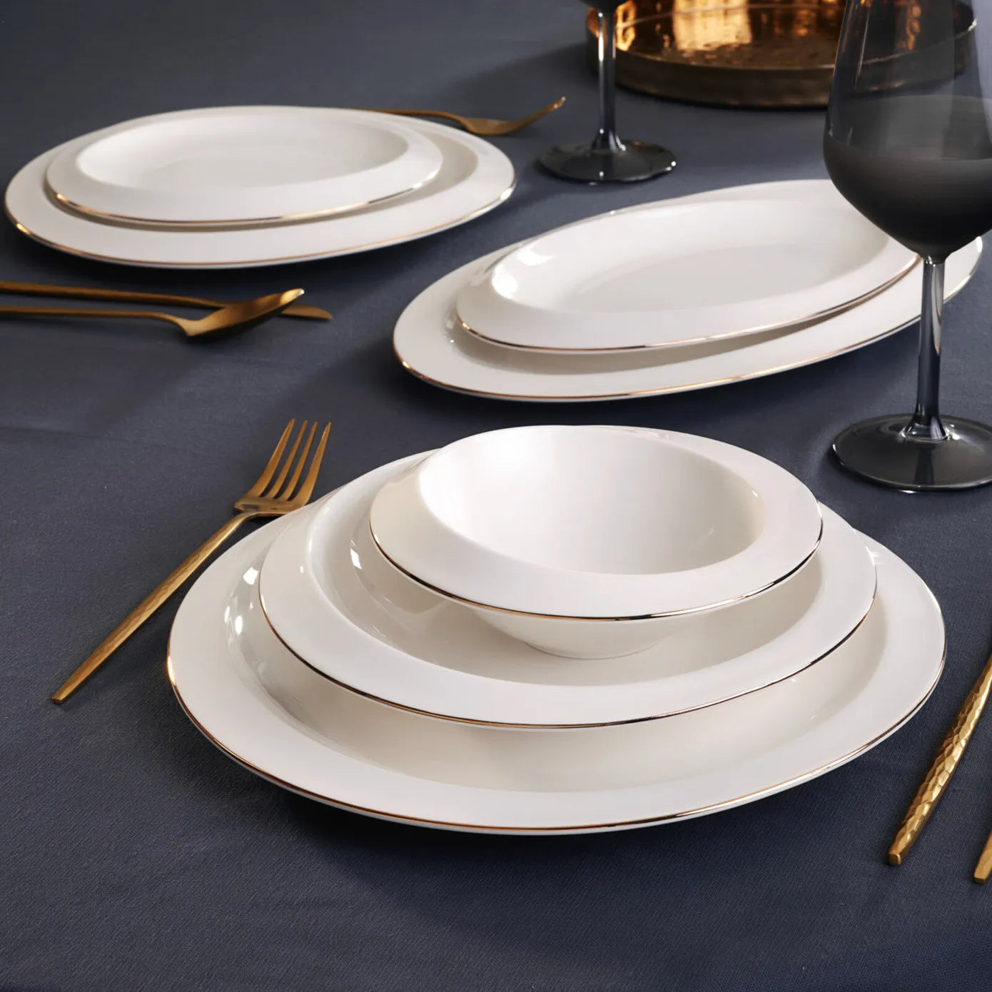 Karaca Streamline Horizon 27-Piece Porcelain Dinner Set for 6 People,
