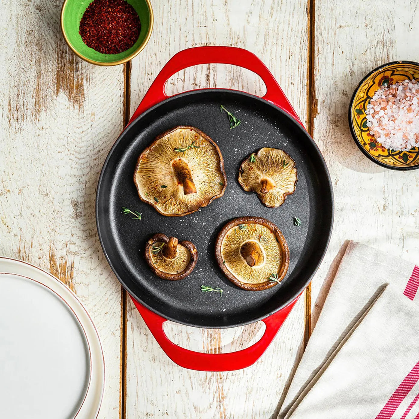 Pot Art Cast Iron Induction Shallow Stock Pot, 22cm, Red – Karaca