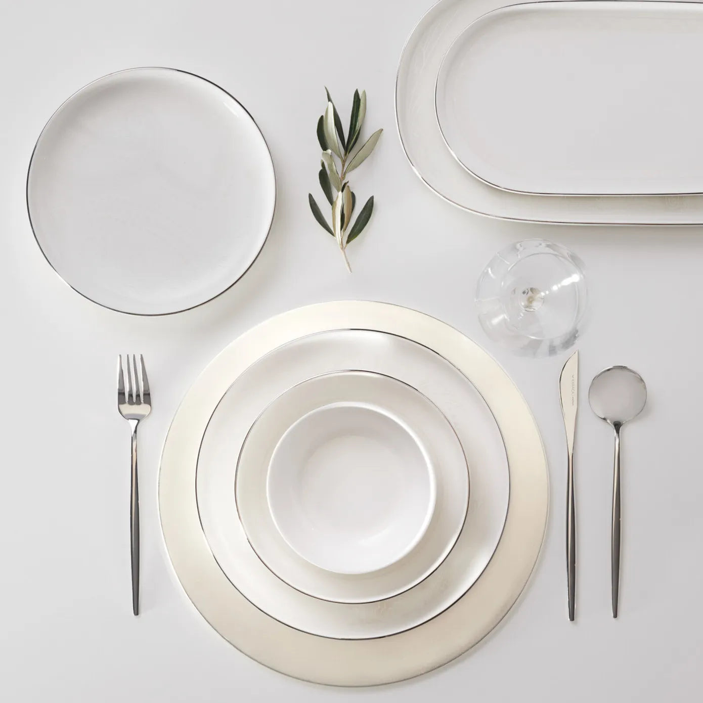 Karaca Stream Bone China Gracio 59-Piece Dinner Set for 12 People, Whi