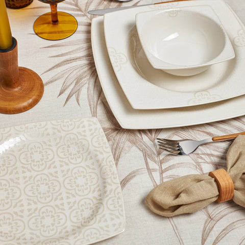 Karaca Royal Lace 24-Piece Porcelain Dinner Set for 6 People, White