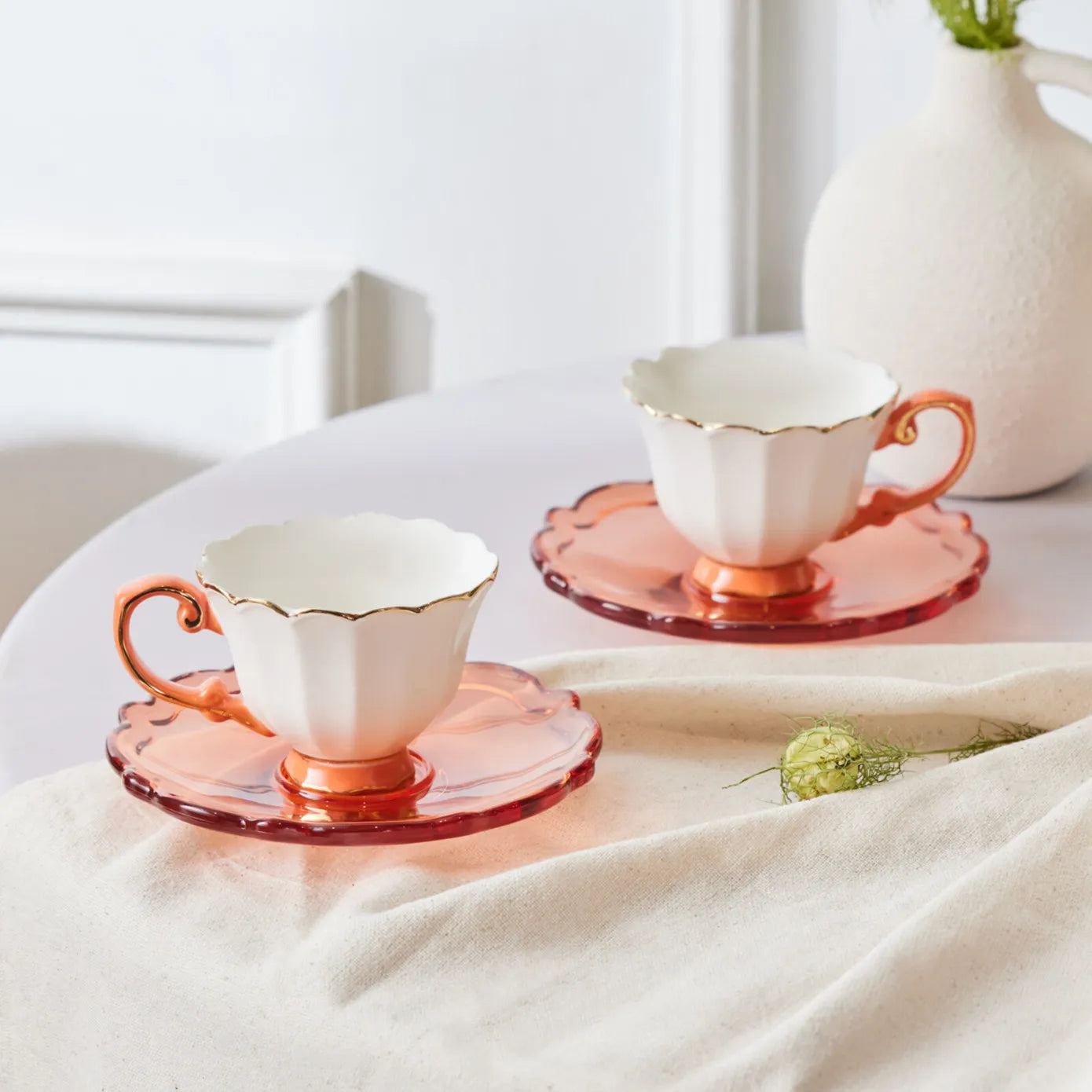 Karaca Samo 4-Piece Bone China Acrylic Plated Espresso Turkish Coffee