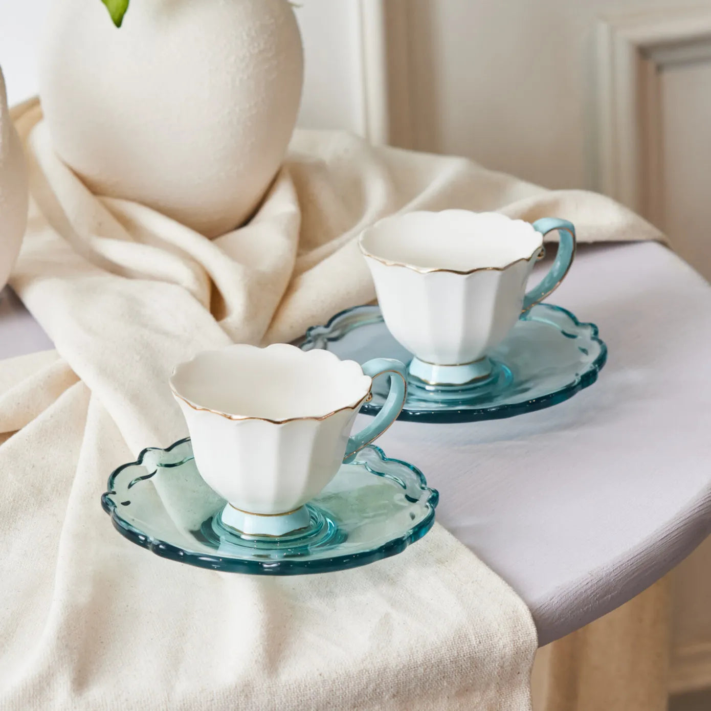 Karaca Samo 4-Piece Bone China Acrylic Plated Espresso Turkish Coffee