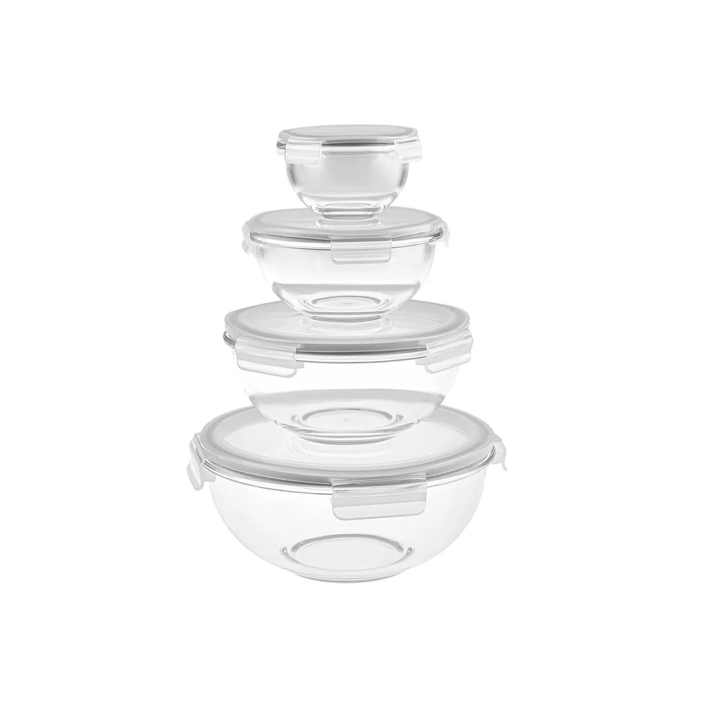 Karaca Morris 4 Piece Borosilicate Glass Storage Container Set, Clear