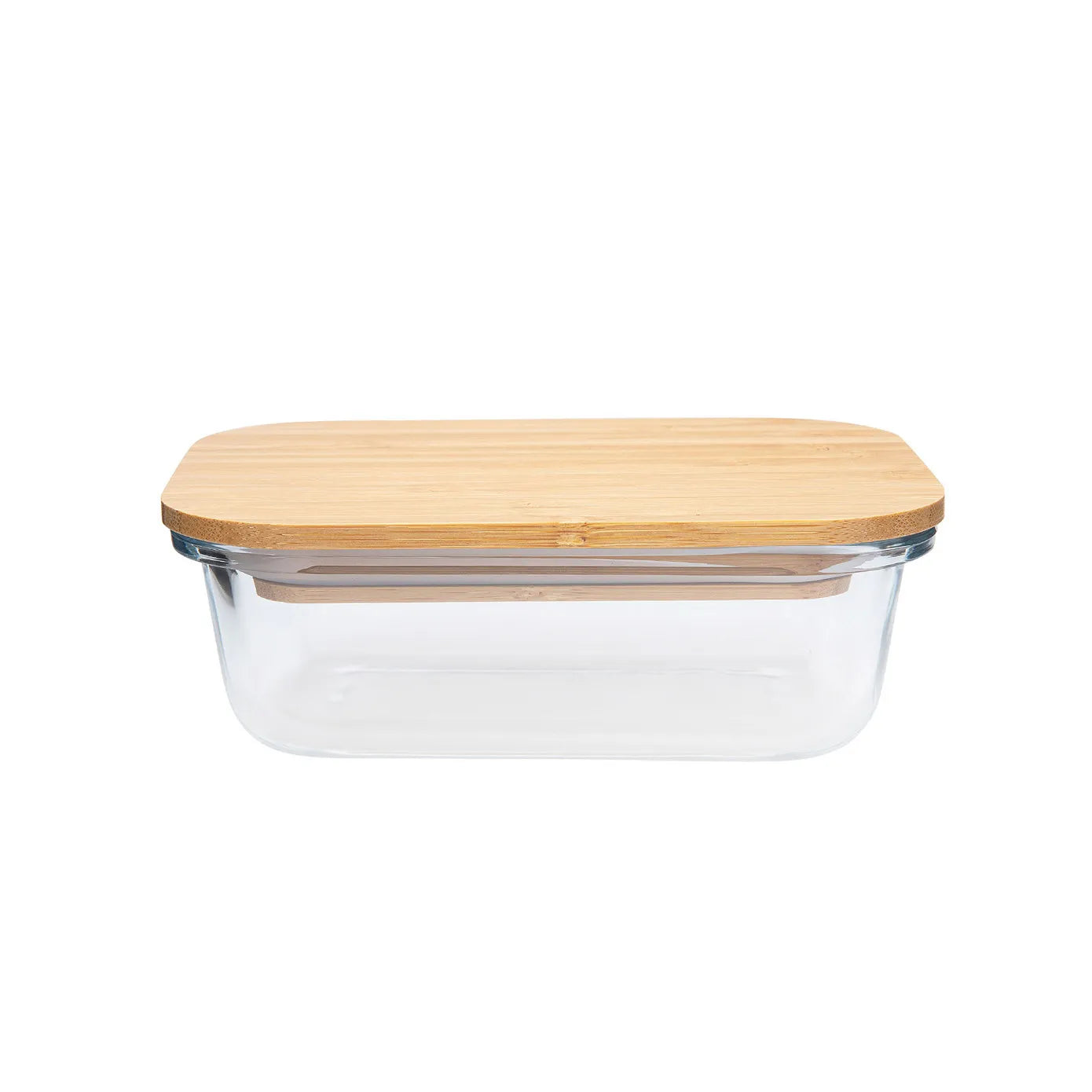 Karaca Karya Glass Rectangle Storage Container, 370ml, Wood