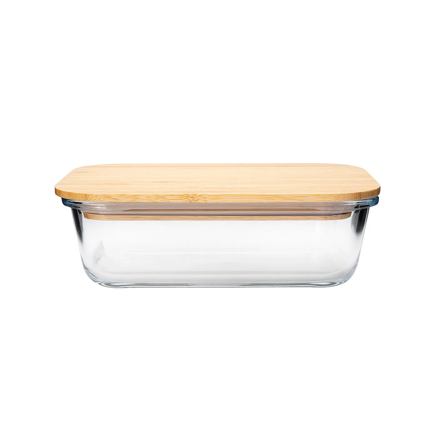 Karaca Karya Glass Rectangle Storage Container, 1040ml, Wood