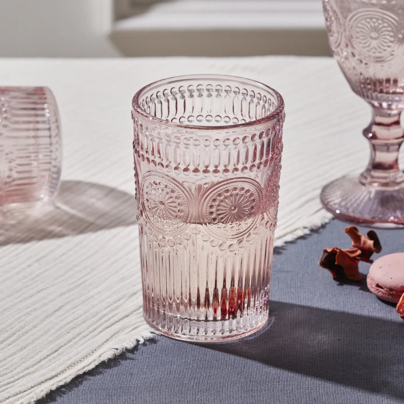 Karaca Sunflower Glass Highball Glass, 332ml, Pink