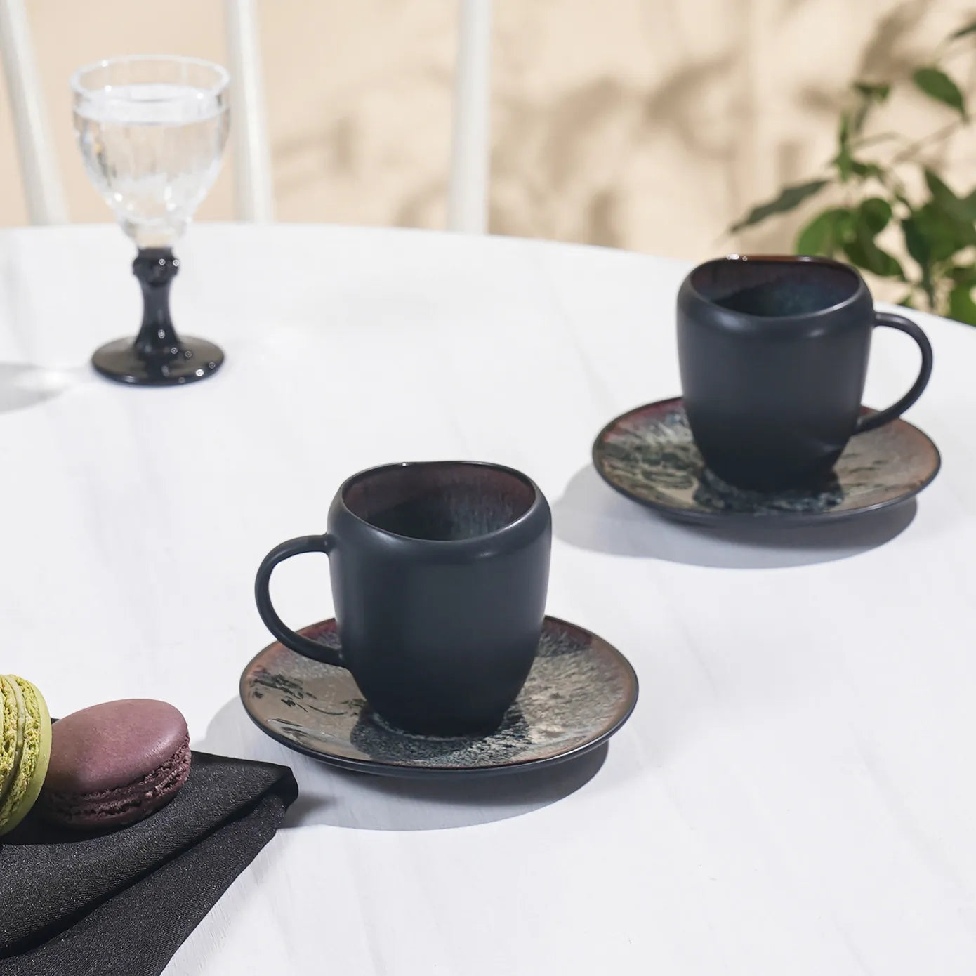 Karaca Galactic 4-Piece Reactive Glaze Espresso Turkish Coffee Cup Set