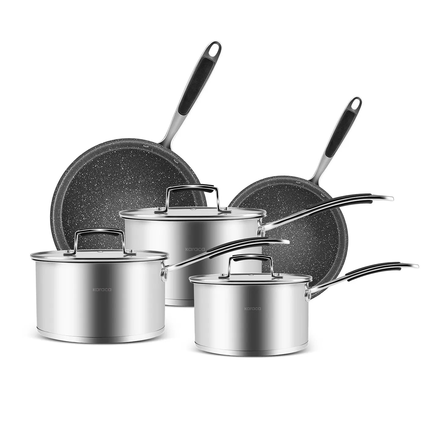 Karaca Pekka 8-Piece Stainless Steel Induction Cookware Set, Anthracit