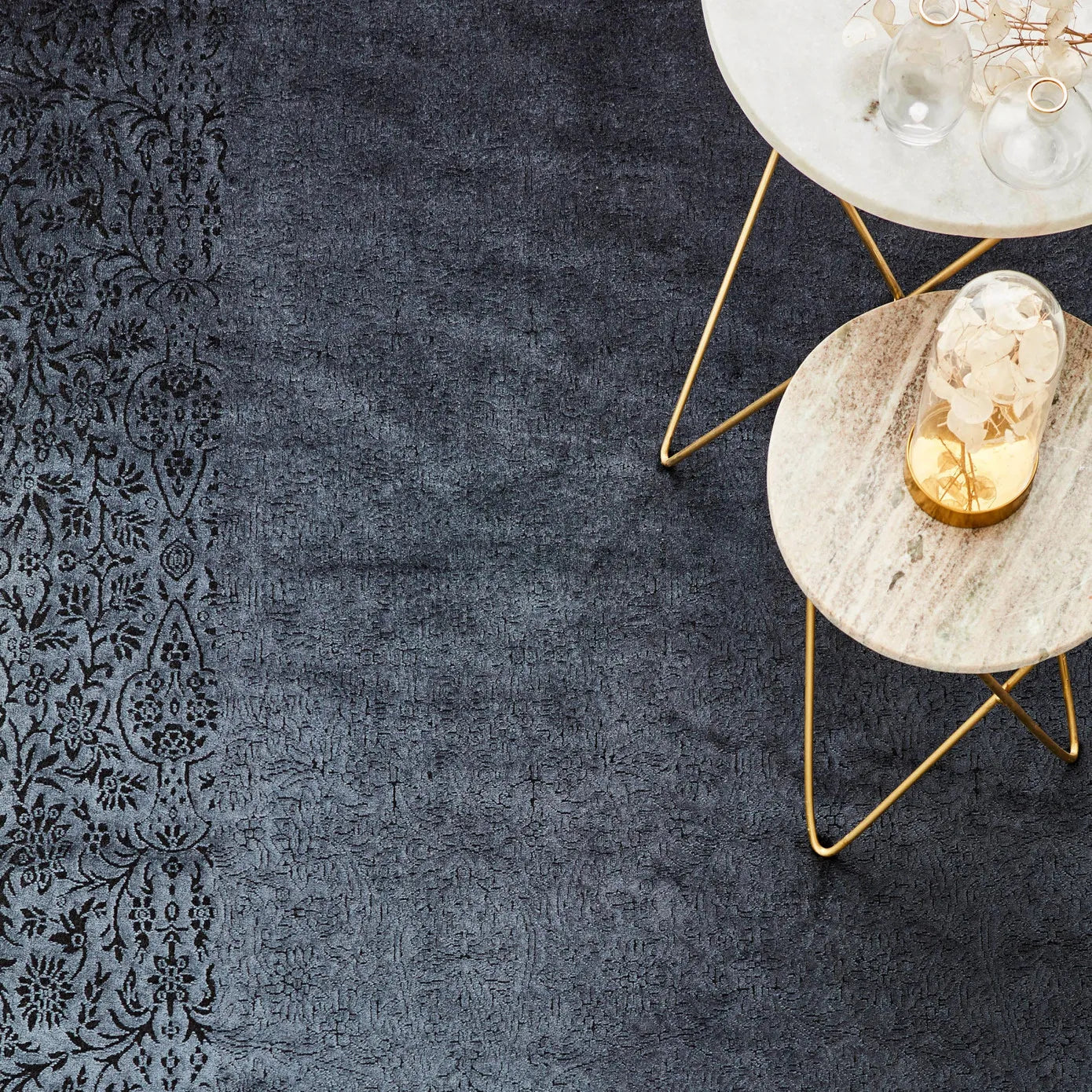 Kasmir Rugs Viscose Premium Damask Rug, 80cmx150cm, Anthracite – Karaca