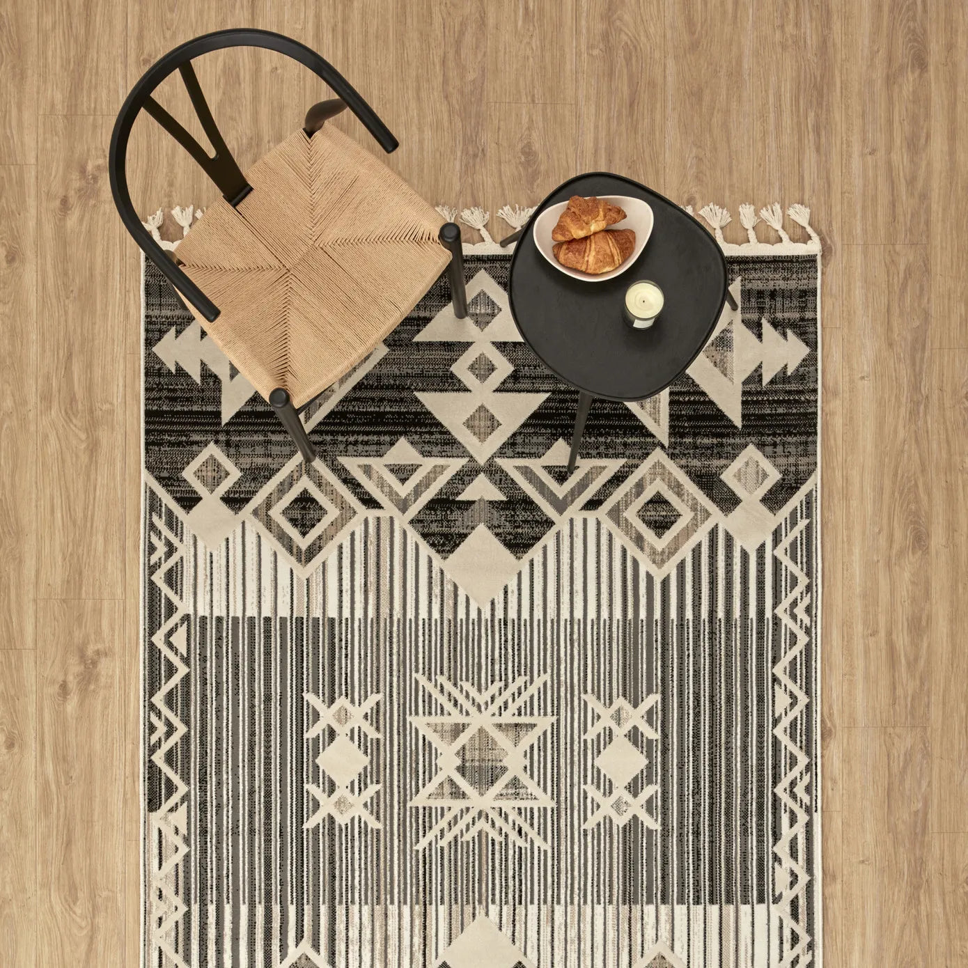 Kasmir Rugs 7/24 Scandinavian Fiyort Rug, 80cmx300cm, Black Multi – Karaca