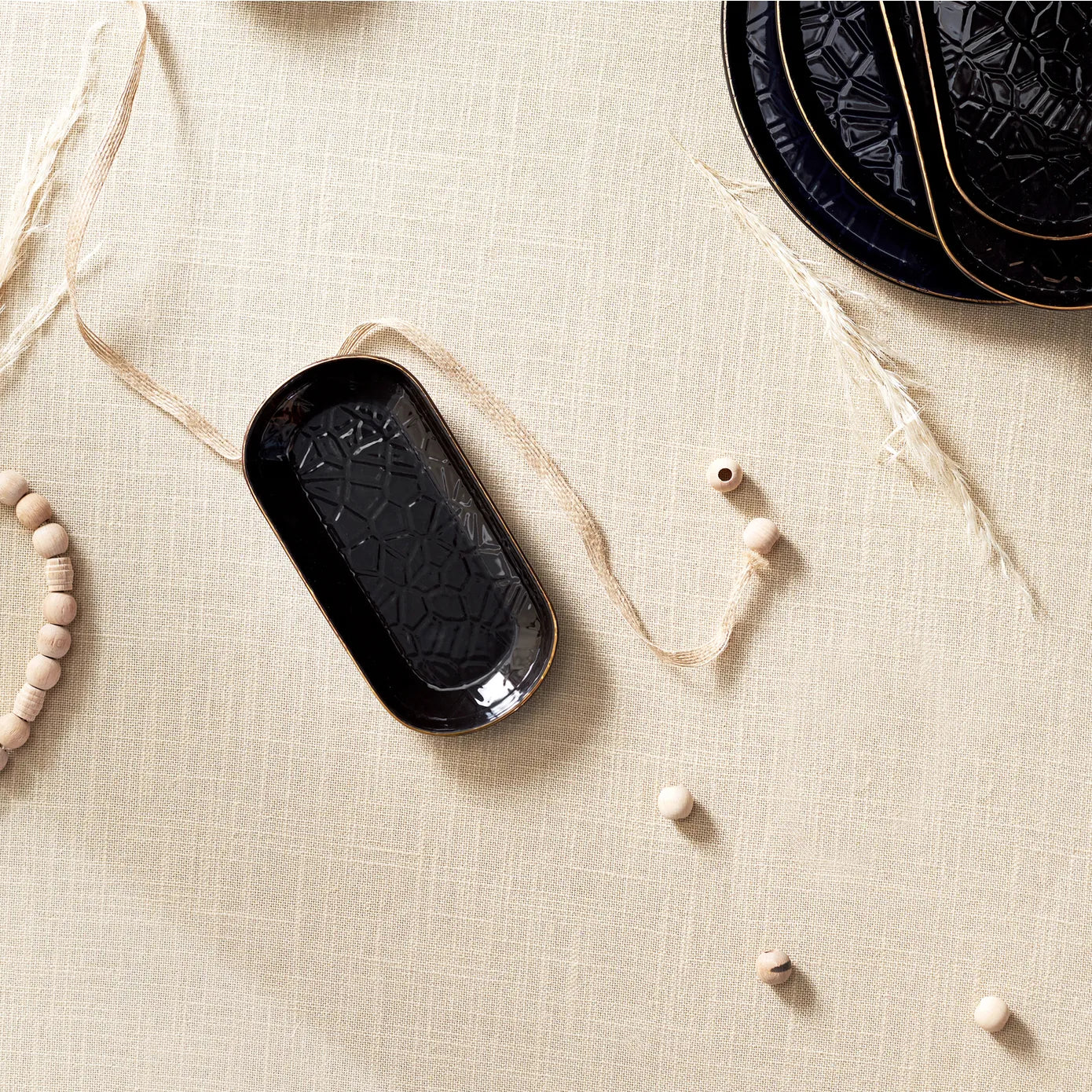 Karaca Calvin Ceramic Serving Platter, 19cm, Black Multi