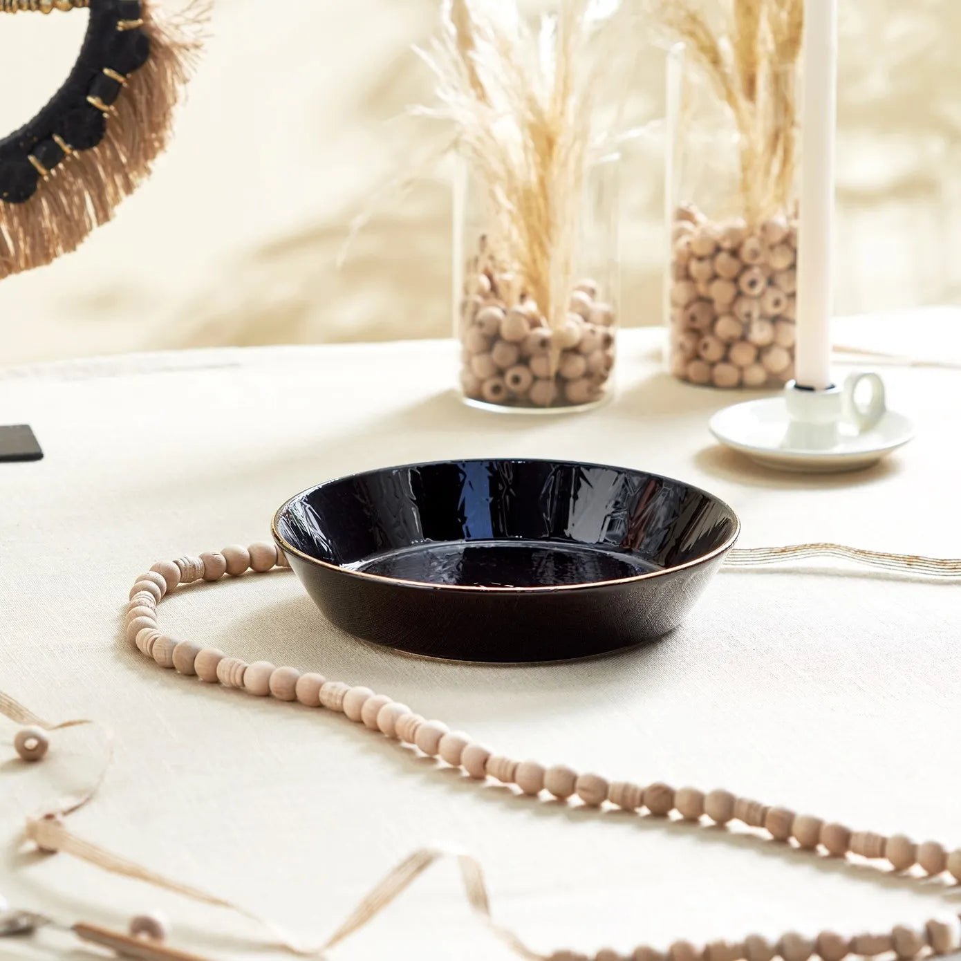 Karaca Calvin Ceramic Serving Bowl, 24cm, Black Multi