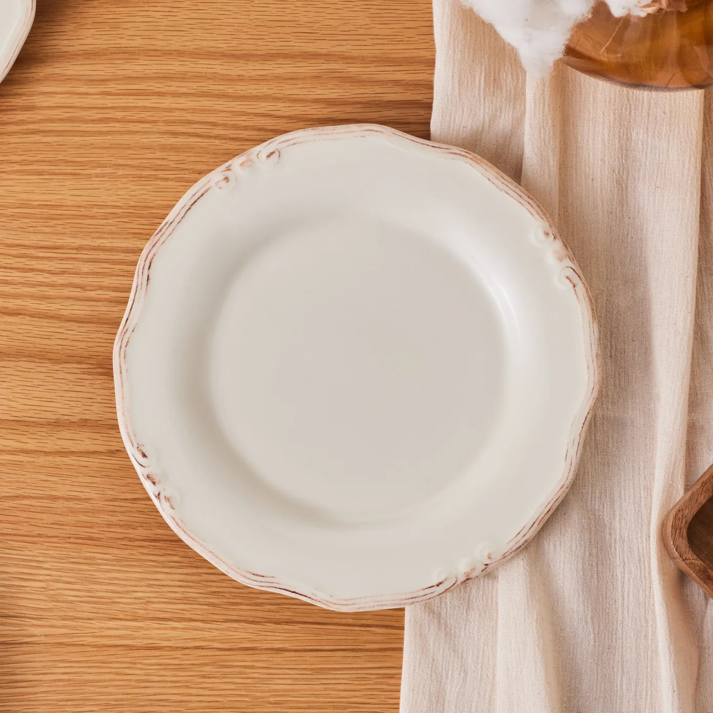 Karaca Elizabeth Ceramic Dinner Plate, 25cm, Ecru