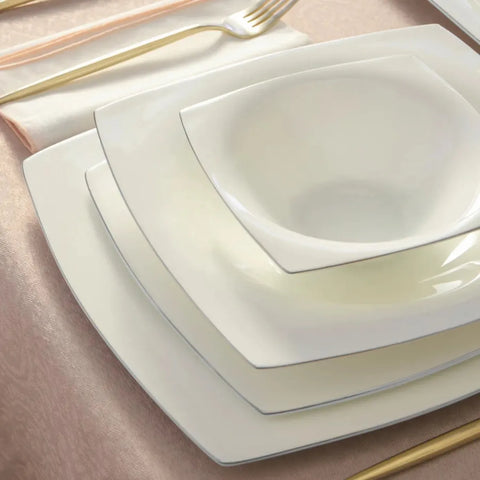 Karaca Fine Pearl Dara 58-Piece Dinner Set for 12 People, Platinum