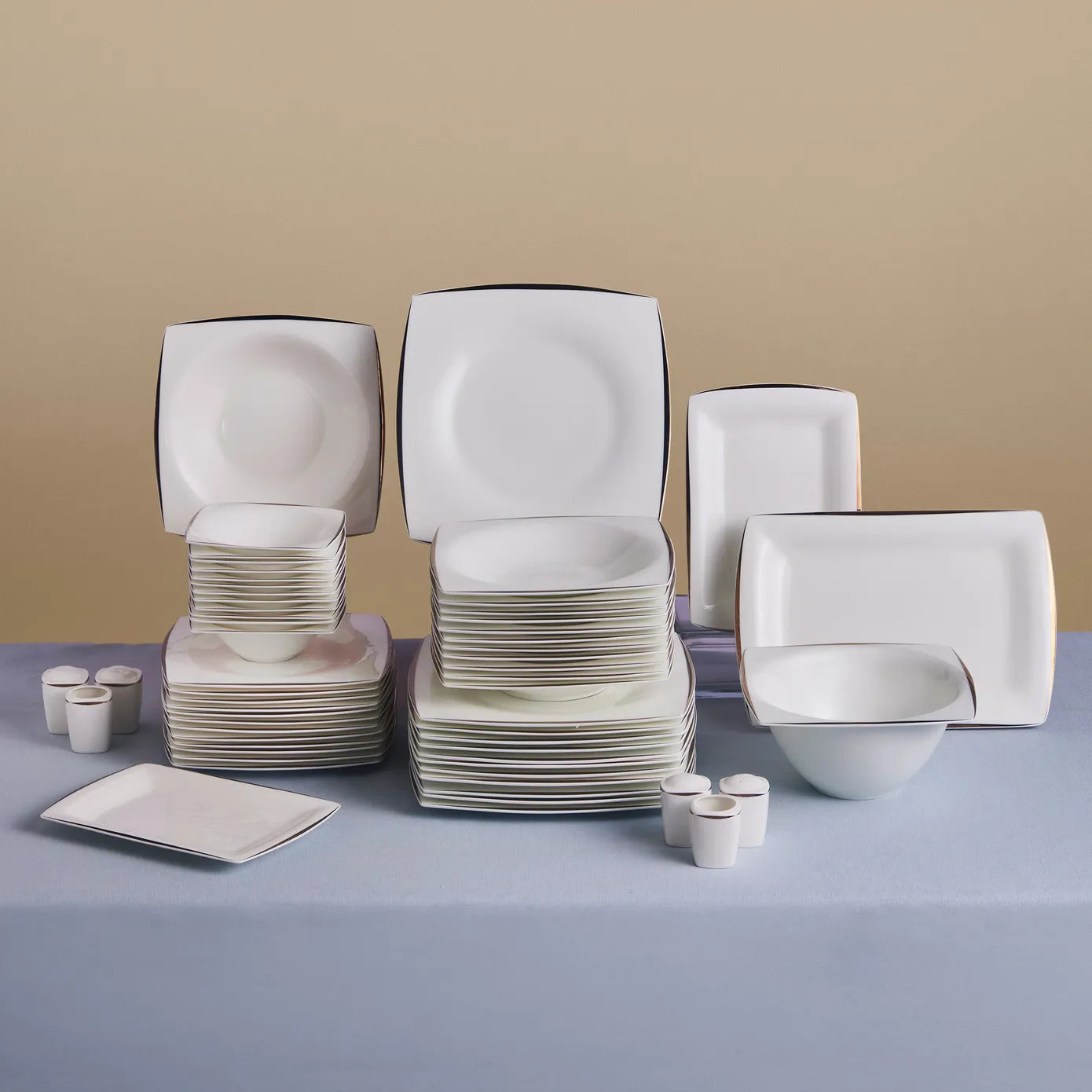 Karaca Fine Pearl New Agate 58-Piece Dinner Set for 12 People, White G