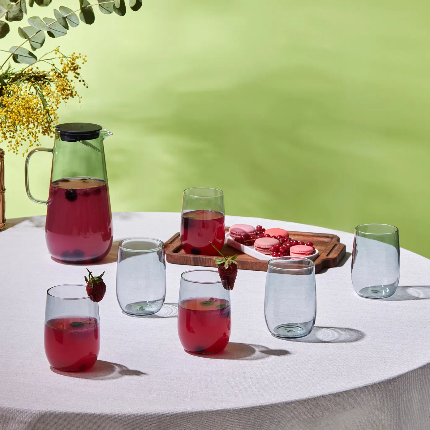 Karaca Parma 7-Piece Carafe and Tumbler Glass Set for 6 People, Blue
