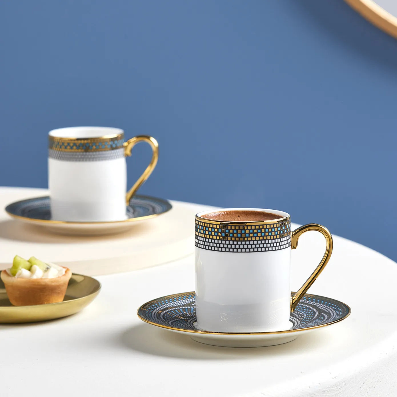 Karaca Umut 4-Piece Bone China Espresso Turkish Coffee Cup Set for 2 P