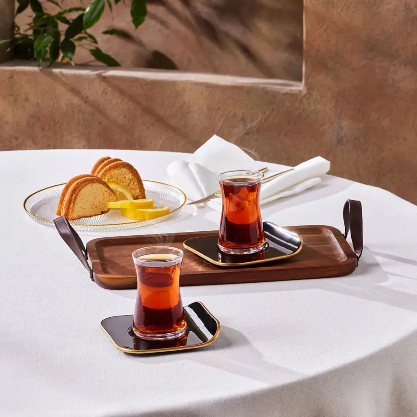 Karaca Retro 12-Piece Turkish Tea Set for 6 People, 165ml, Black