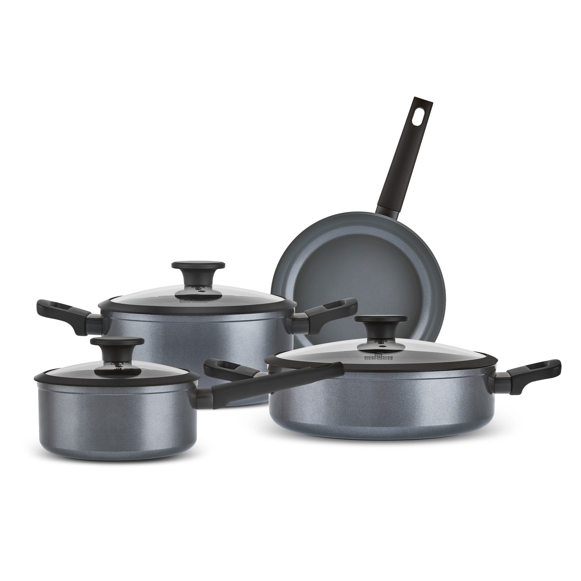 Karaca Ceramica Iconic Grey 7-Piece Non-Stick Induction Cookware Set,