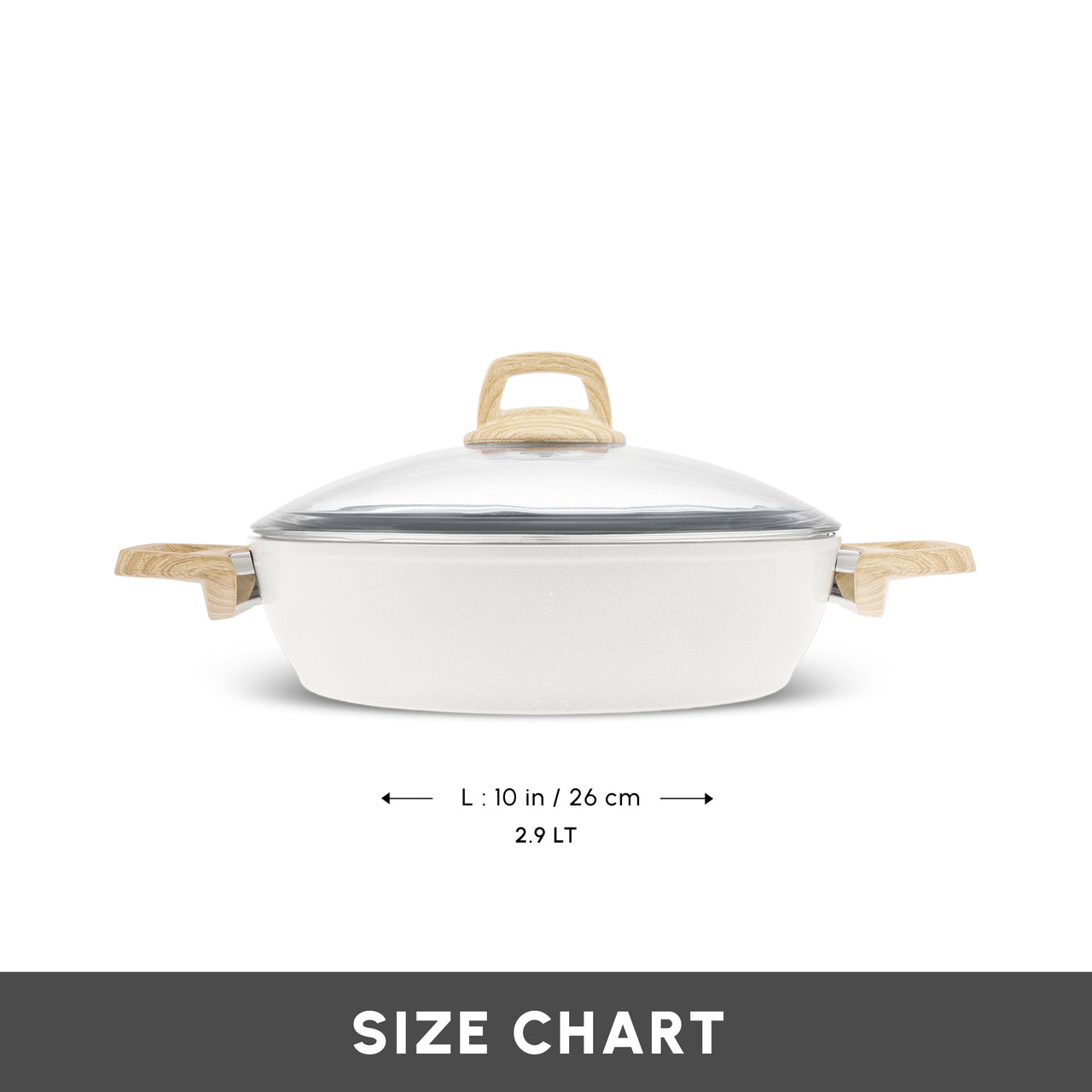 Karaca Swiss Crystal Non-Stick Induction Casserole, 26cm, Creamy