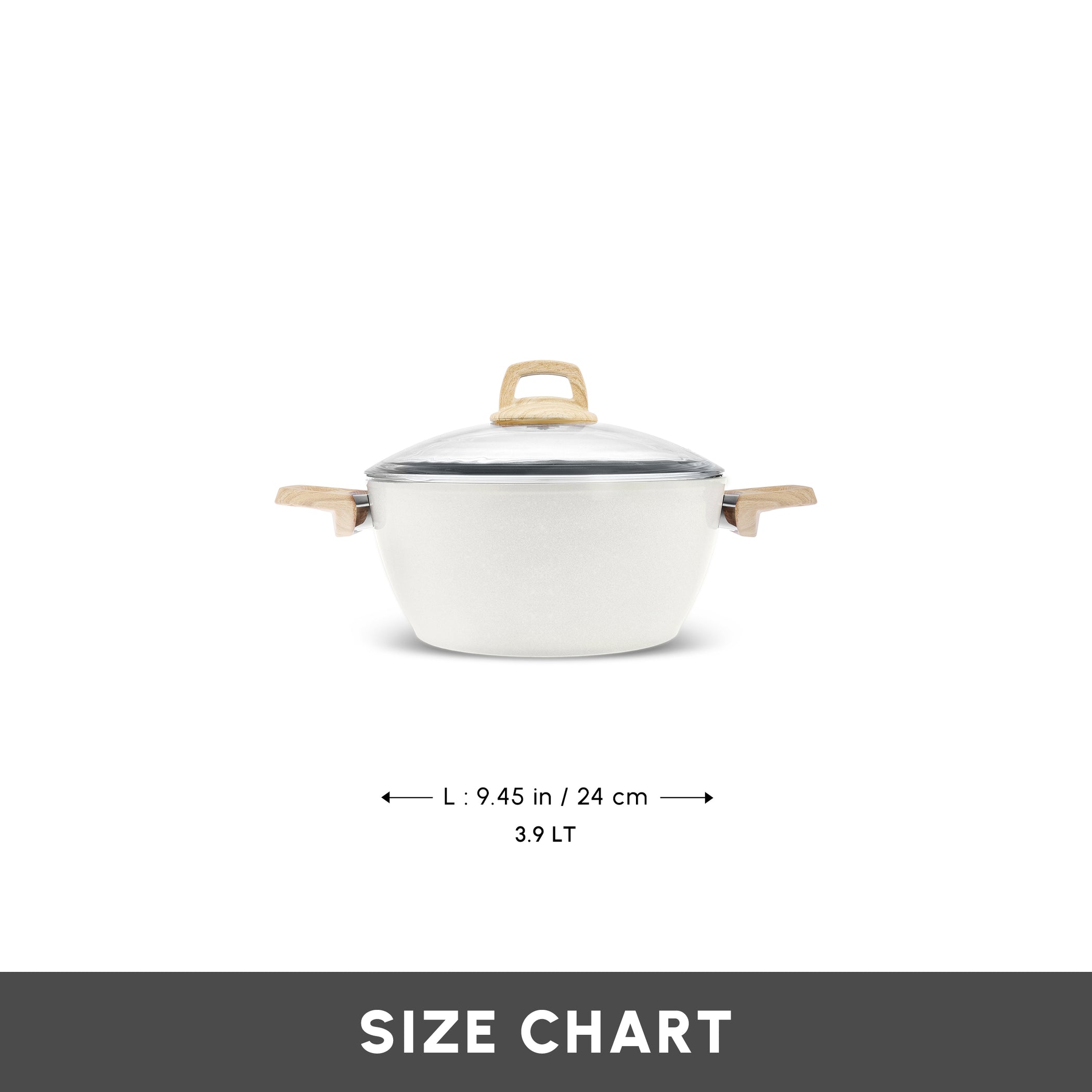 Karaca Swiss Crystal Non-Stick Induction Stockpot with Lid, 24cm, Crea