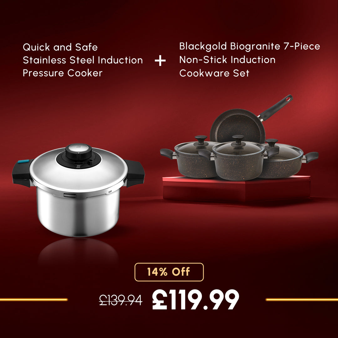 Karaca Quick and Safe Stainless Steel Induction Pressure Cooker, 7L, B